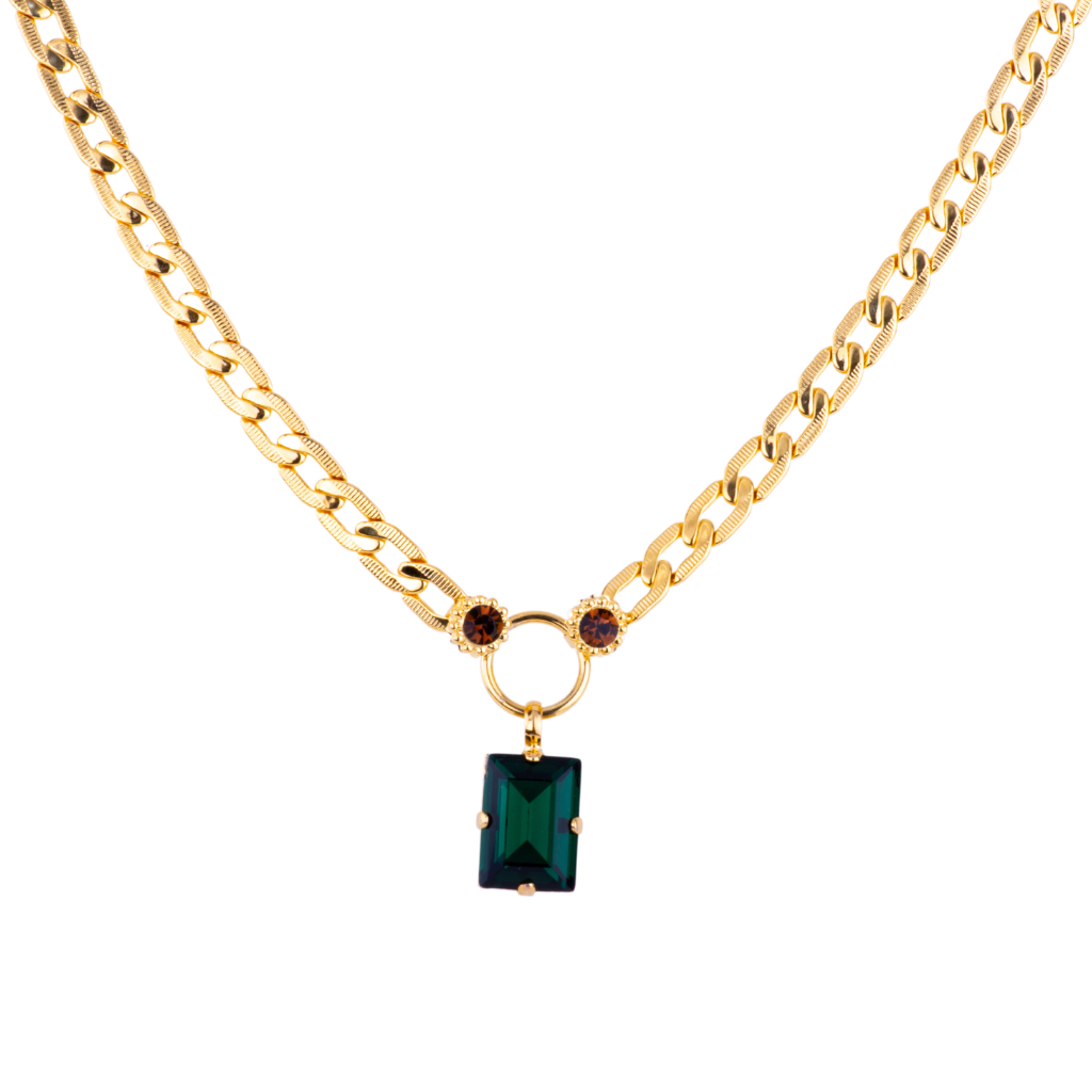 Large Baguette with Chain Link Necklace in "Deep Forest" *Custom ...