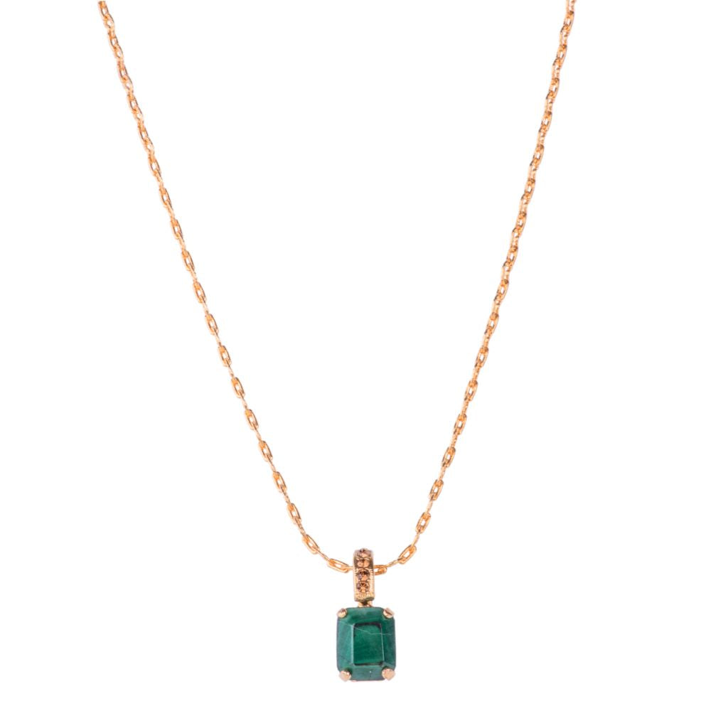Emerald Cut Pendant with Ornate Chain in "Malachite" - Yellow Gold ...